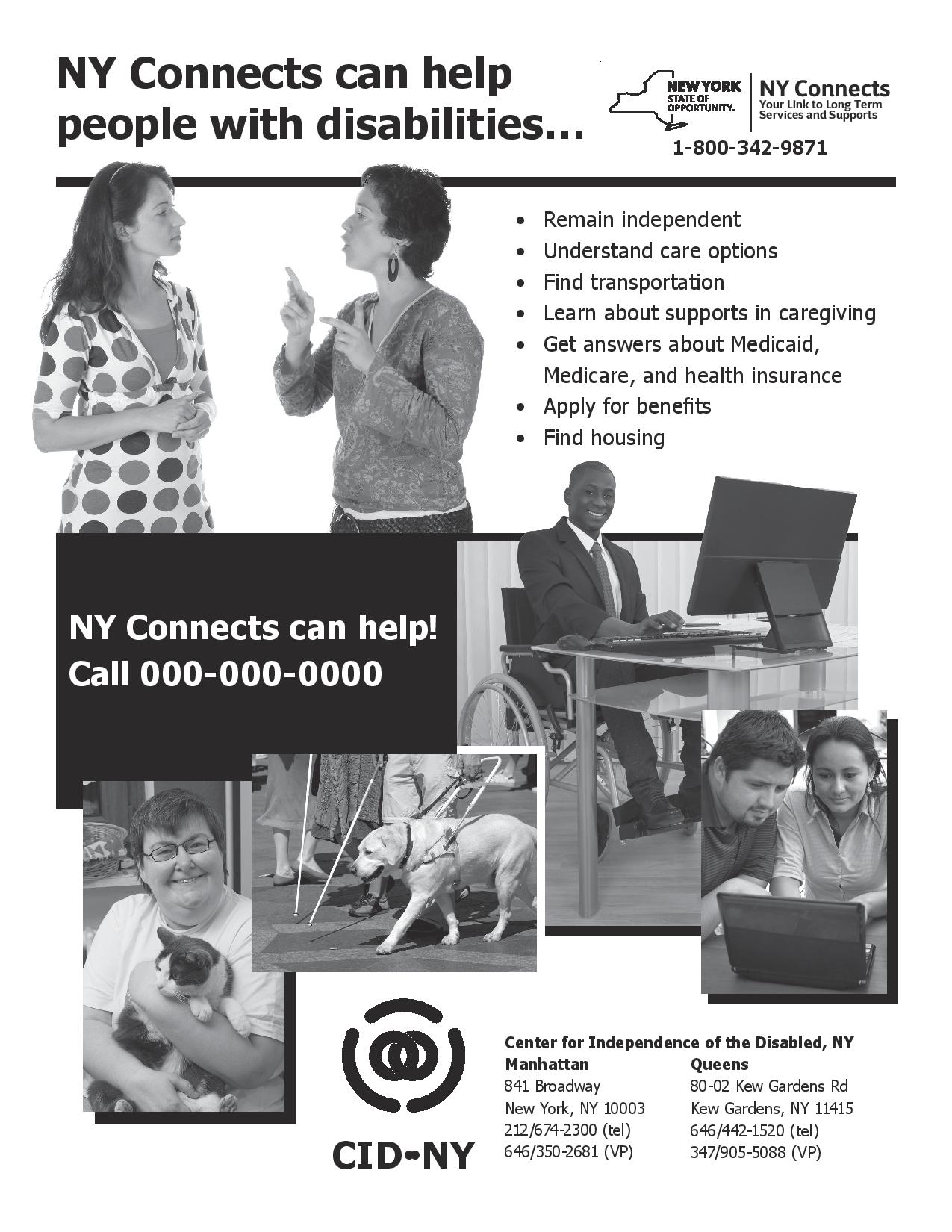 CIDNY-NY Connects Flyer jpeg – Center for Independence of the Disabled ...